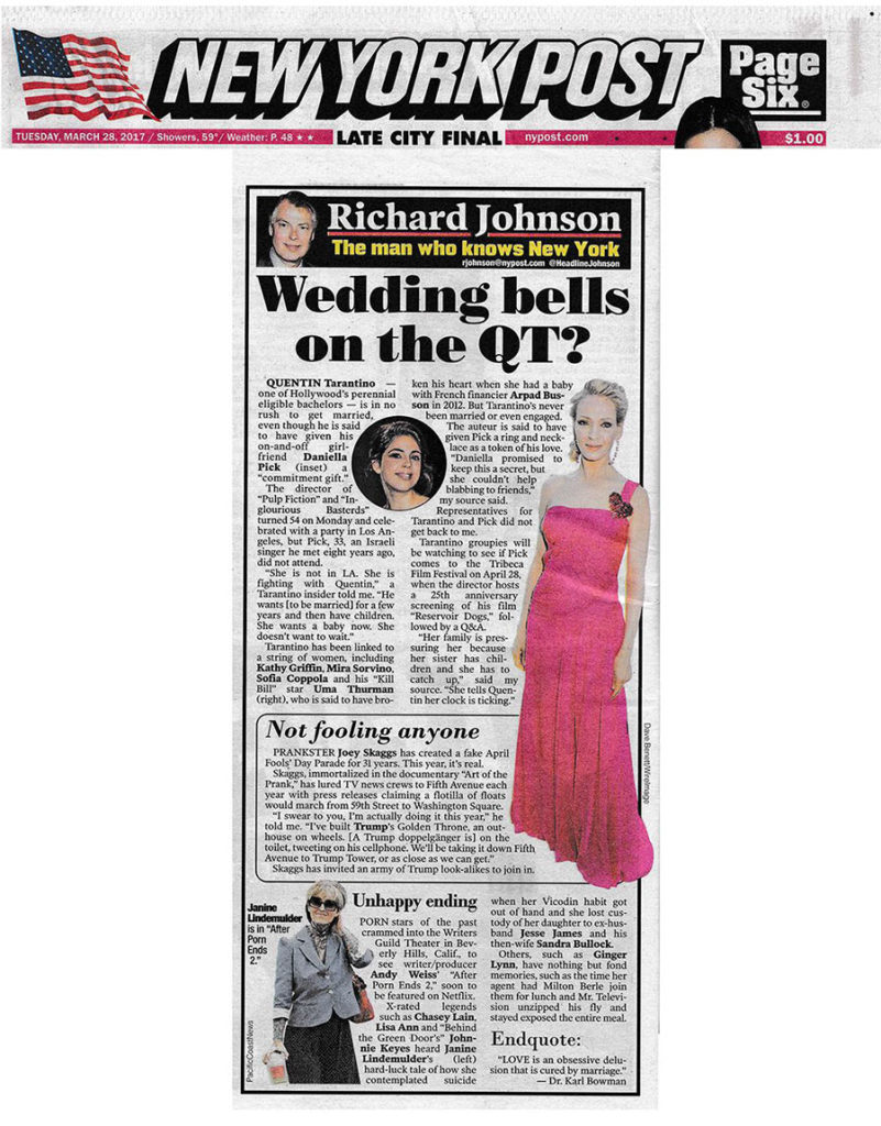 Not Fooling Anyone, by Richard Johnson, New York Post Page Six, March ...